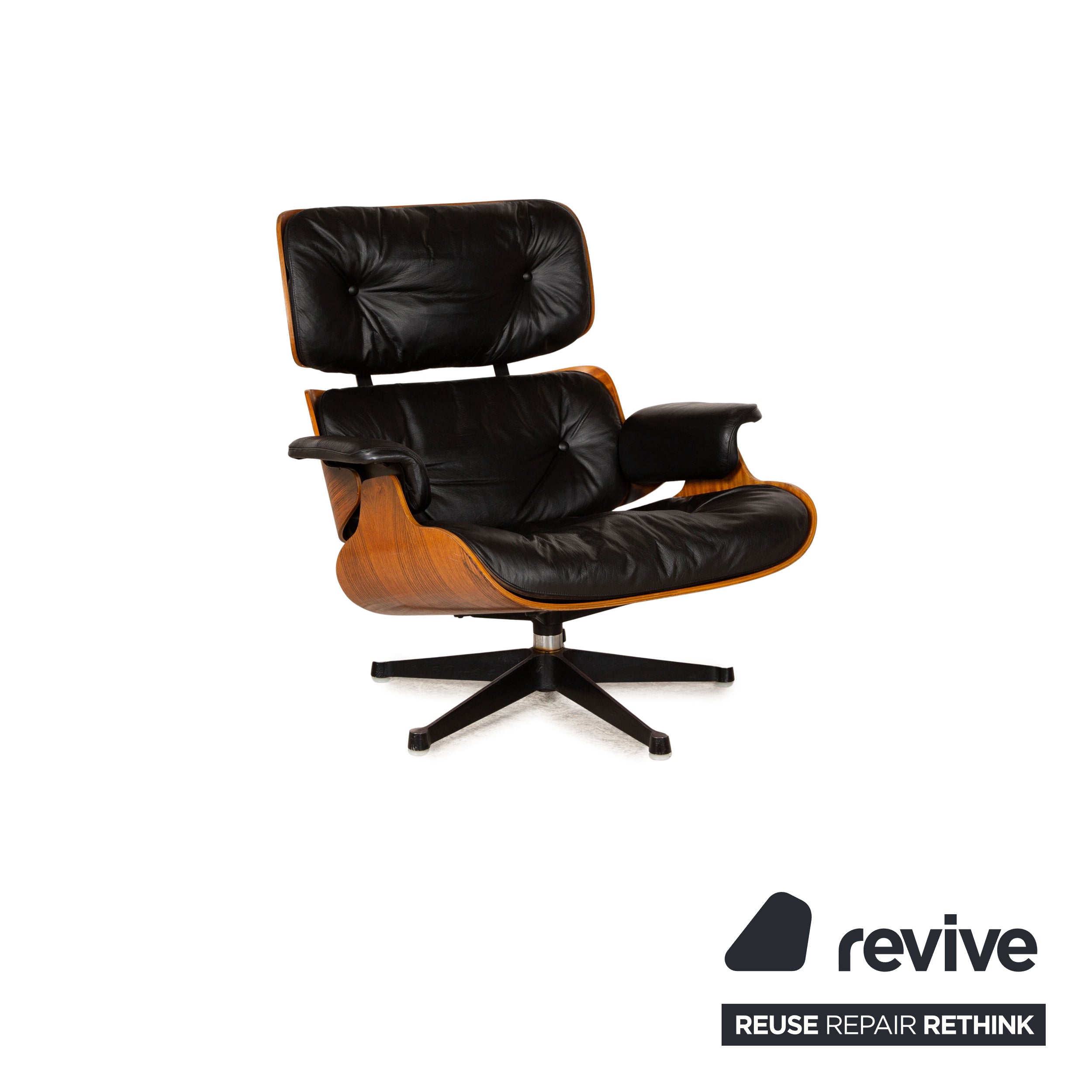 Herman Miller Sessel Eames Lounge Chair inkl. Ottoman Herman Miller Schwarz Leder 2. Hand Revive
