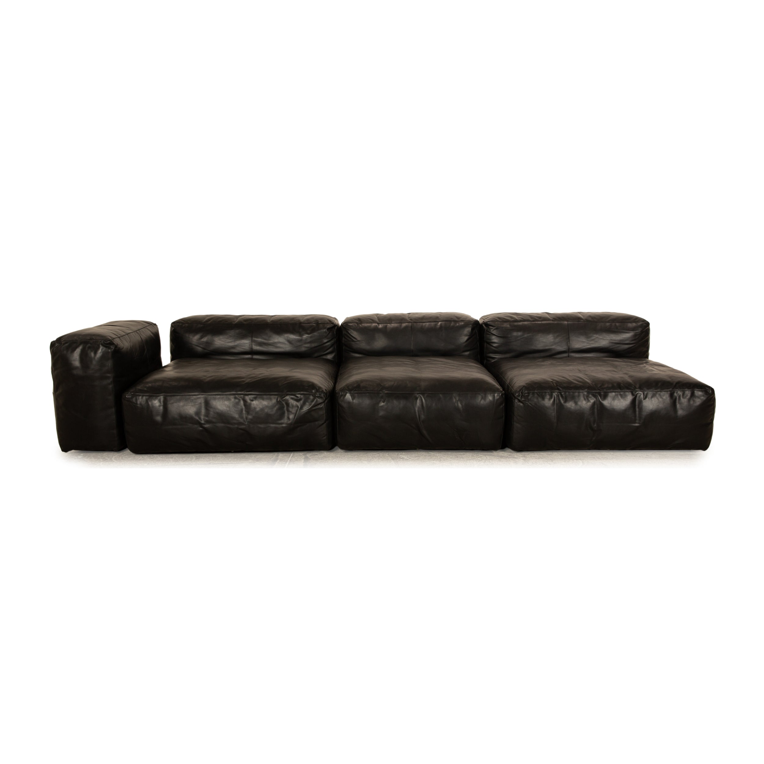 Black leather modular lounge store