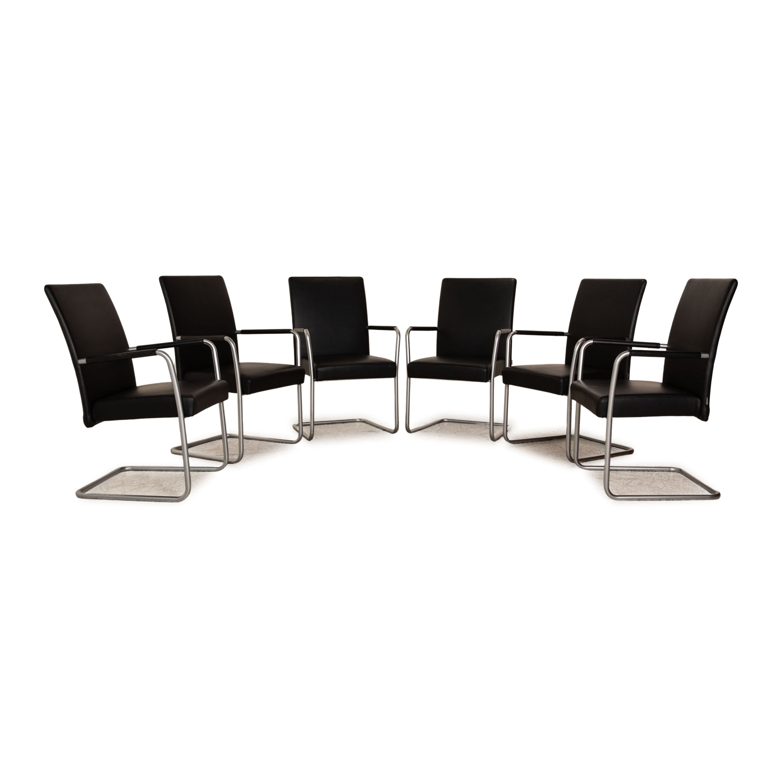 Walter Knoll Stuhl - 6er Set Jason Lite Schwarz Leder - 2. Hand - Revive.de