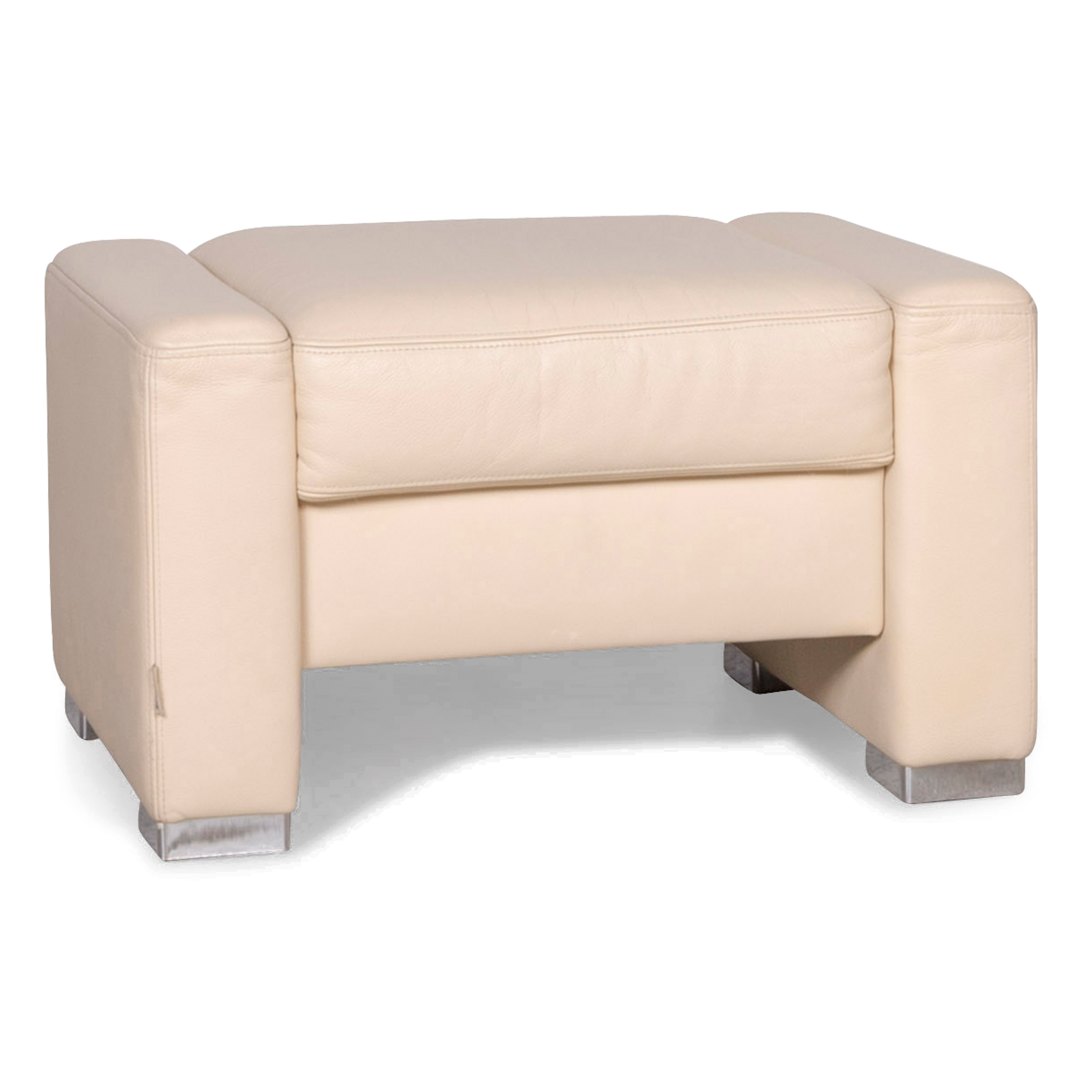 Brühl Designer Leder Hocker Beige Echtleder #8264 | Revive