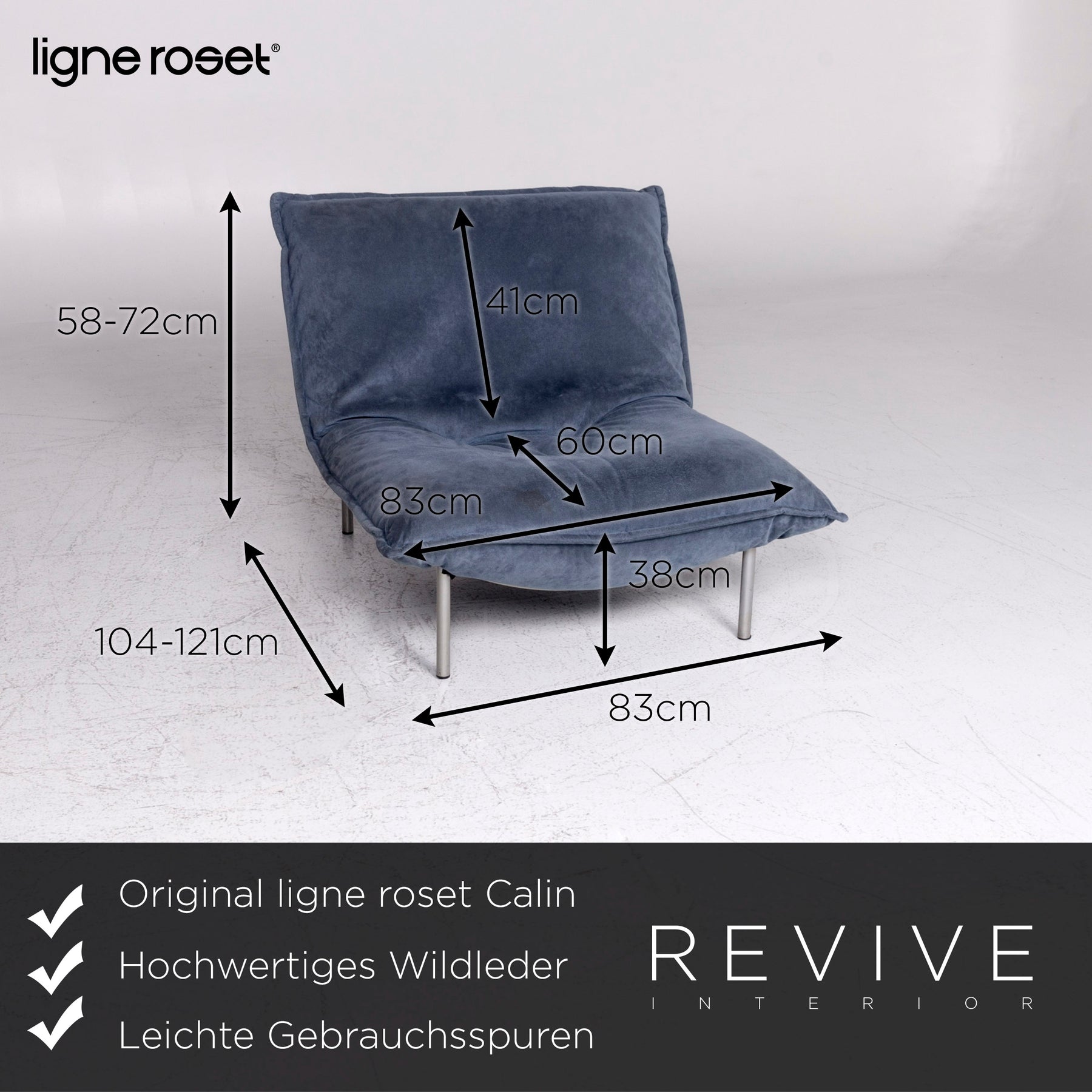 ligne roset Sessel Garnitur Calin Blau Mikrofaser - 2. Hand - Revive.de