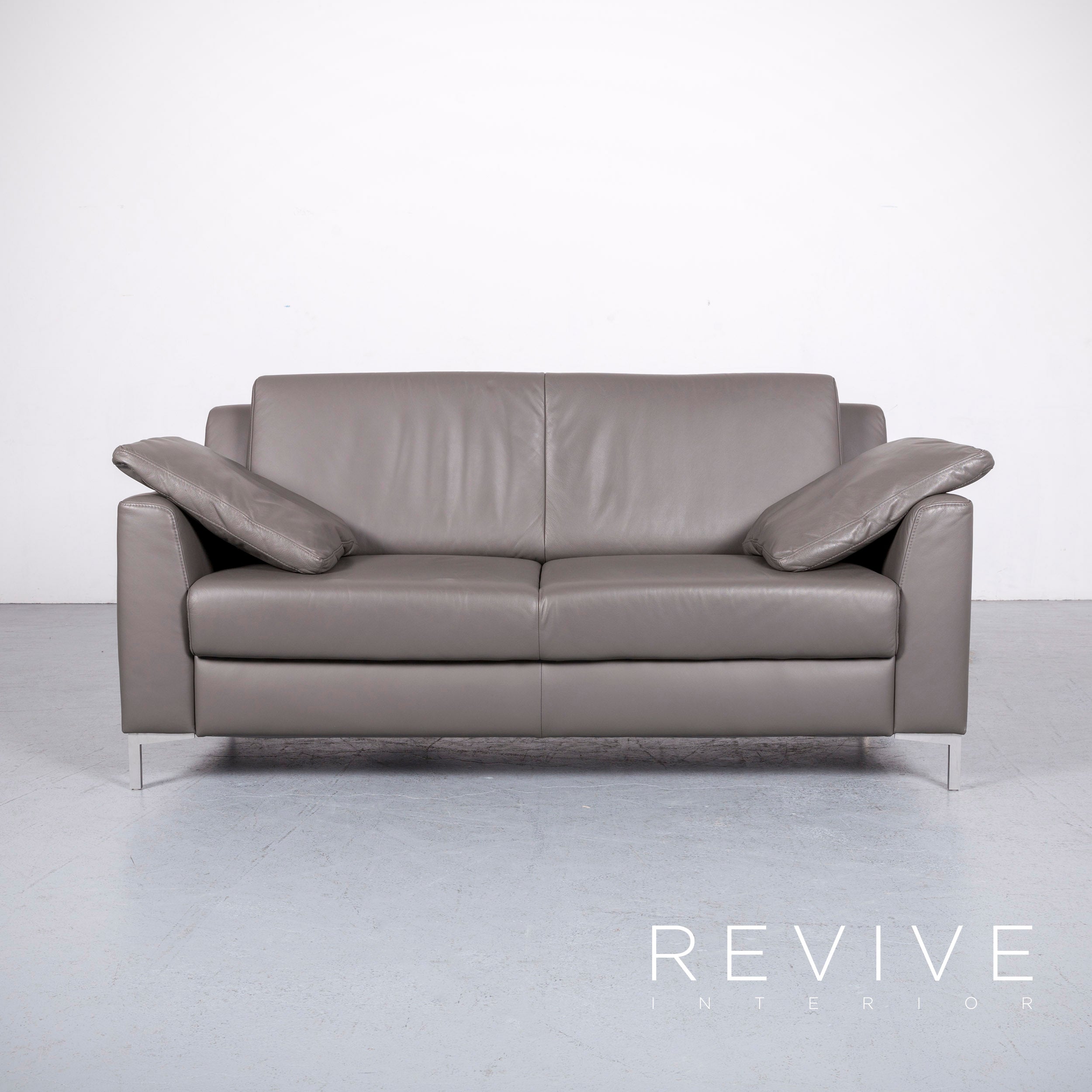 Real leather grey sofa store