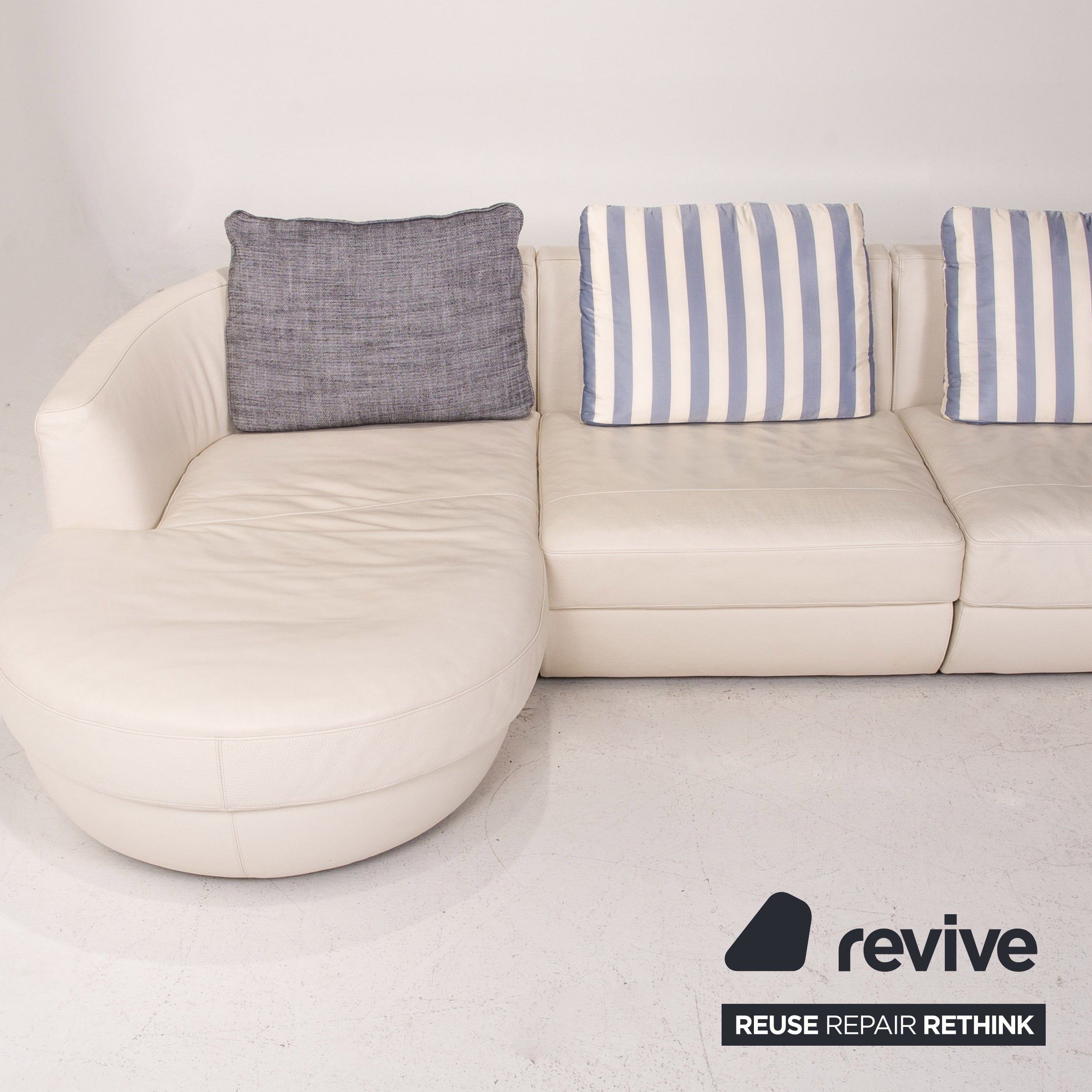 Natuzzi Ecksofa WeiB Leder 2. Hand Revive