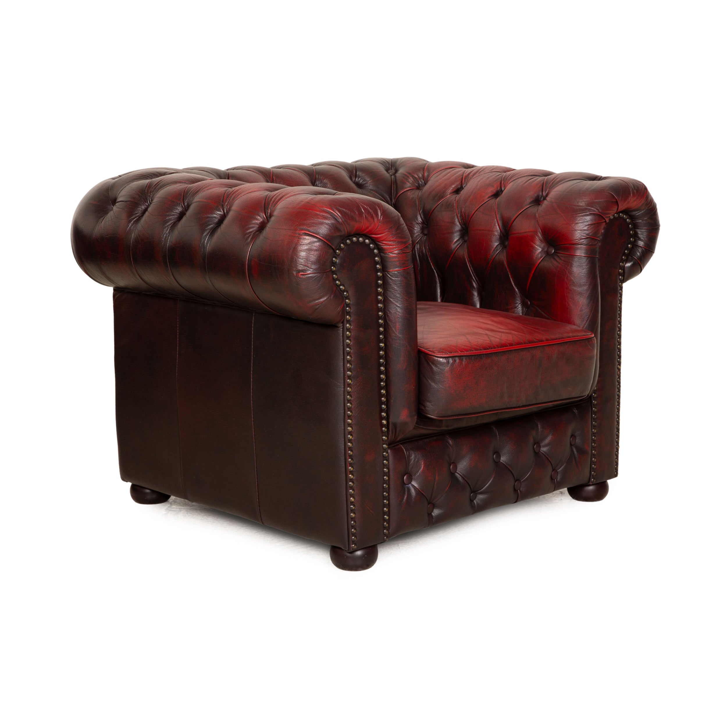 Rochester Chesterfield Sessel Rot Leder - 2. Hand - Revive.de
